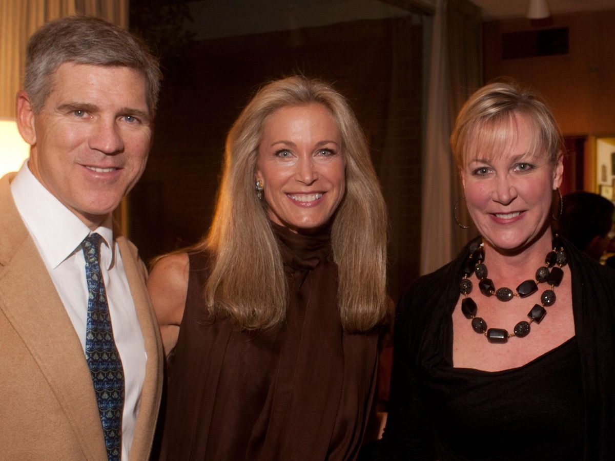 Janet and Paul Hobby, from left, with Sara Dodd at the reception at the ...