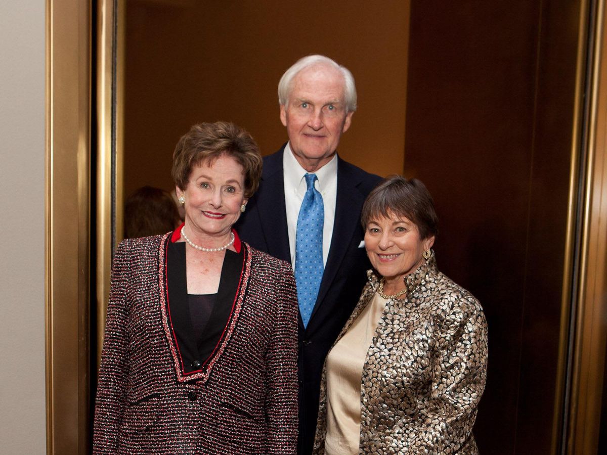 Ann Trammell, left, with John and Diane Riley at the MFAH opening ...