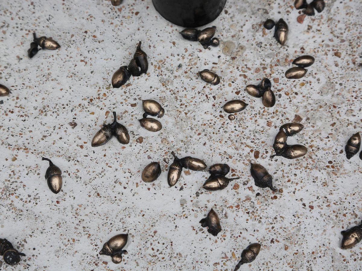 Bronze acorns embedded in concrete complete Ketria Scott's Gumball ...
