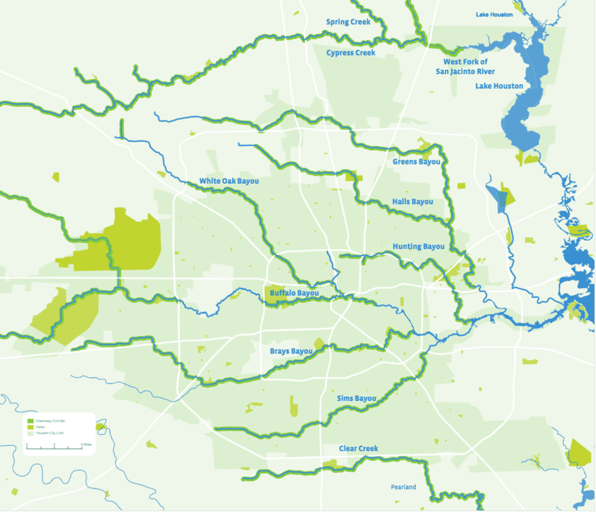 Houston area waterways included in the Bayou Greenways project ...