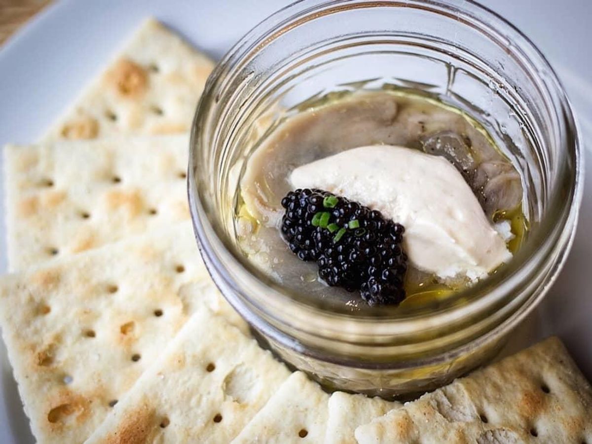 Cold-smoked oysters with creme fraiche and ghost pepper choupique ...