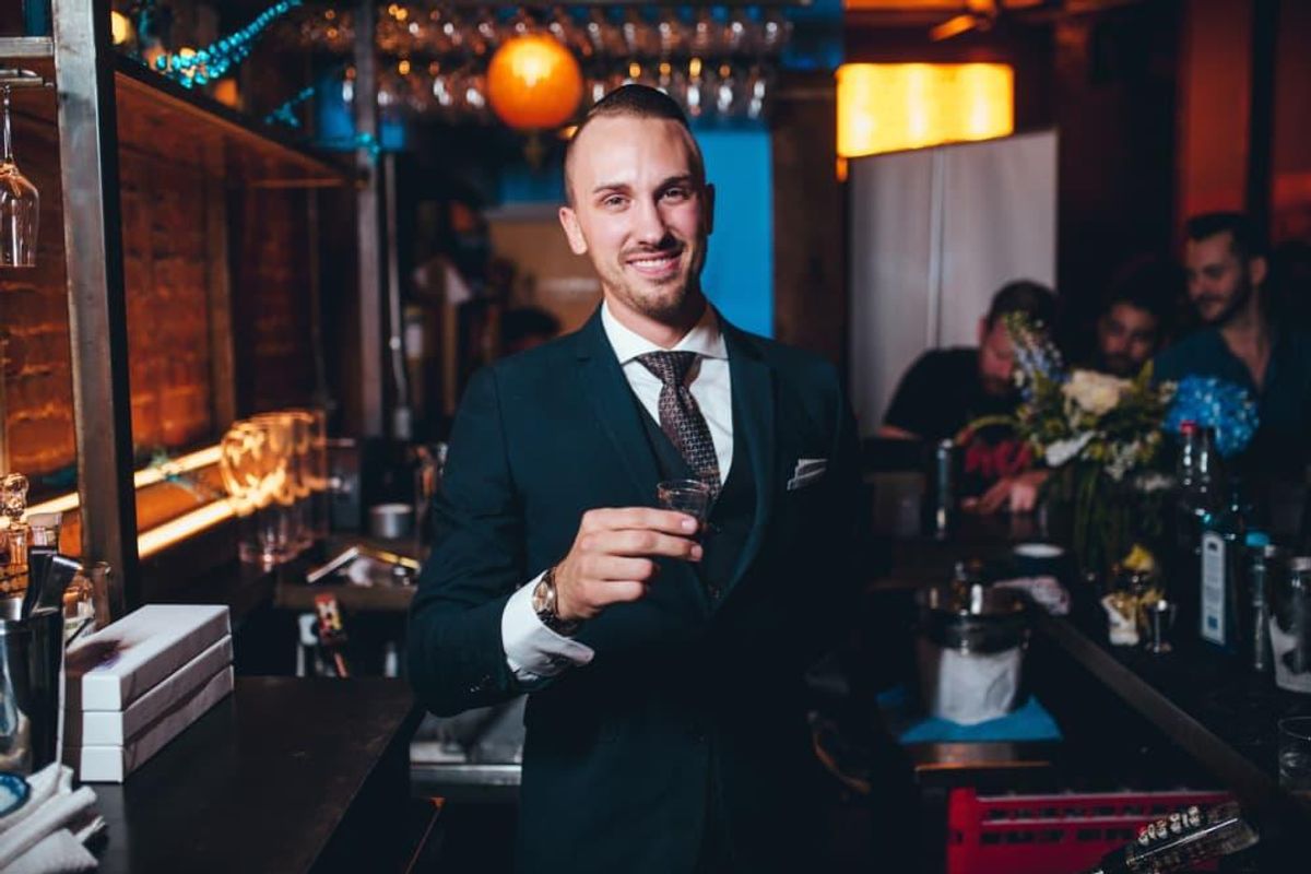 Justin Lavenue with his winning cocktail, L'Etoile de la Nuit ...