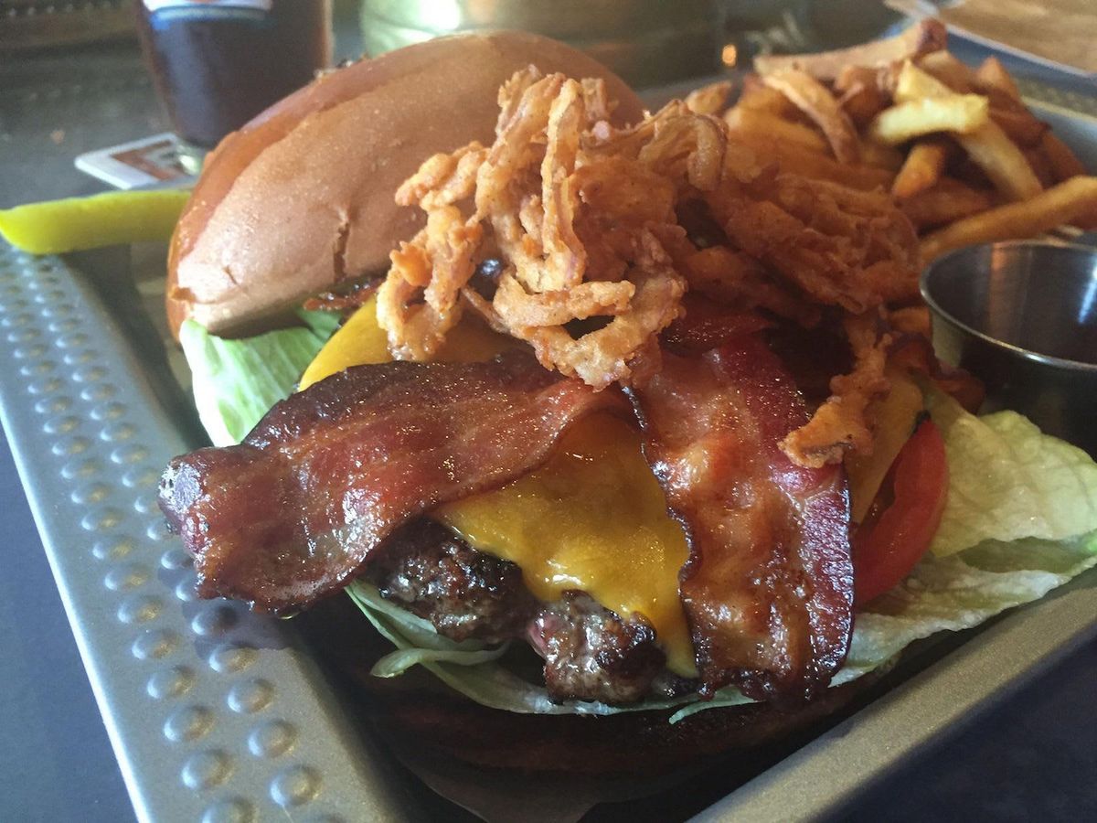 Bovine & Barley's signature burger is this bacon and cheddar half ...