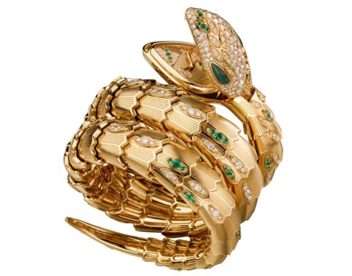 Bulgari Serpenti high jewelry watch with spiral bracelet set with ...