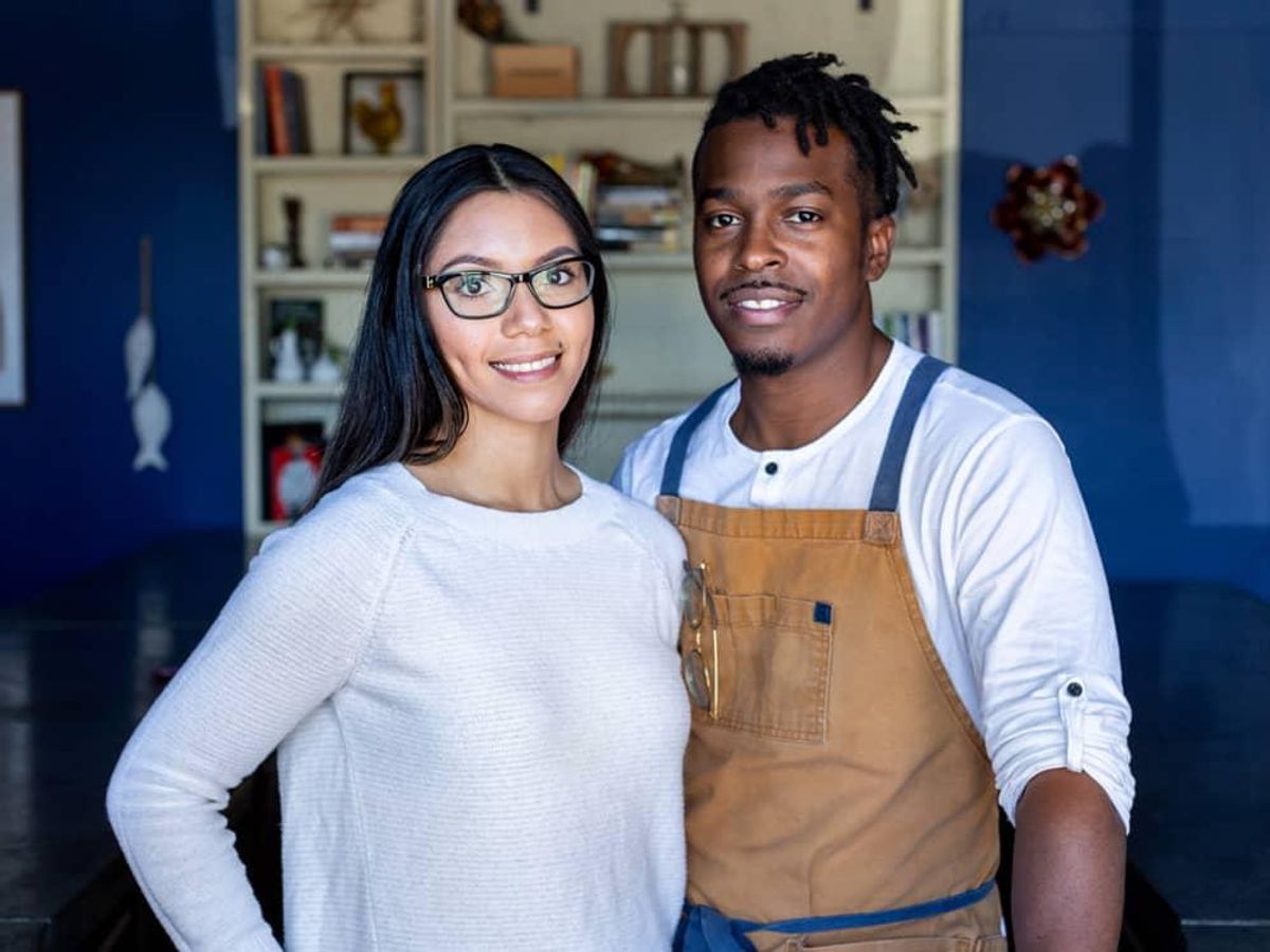 Jonny Rhodes with his wife and business partner Chana. - CultureMap Houston