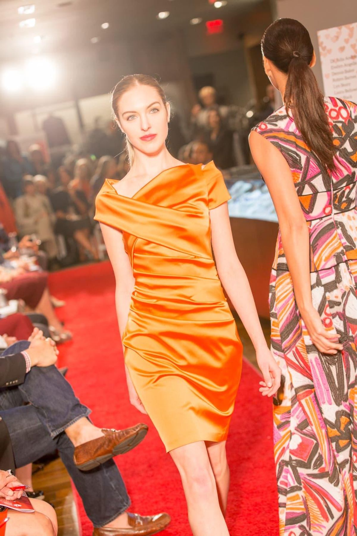 This orange cocktail dress stood out in the Talbot Runhof fashion show ...