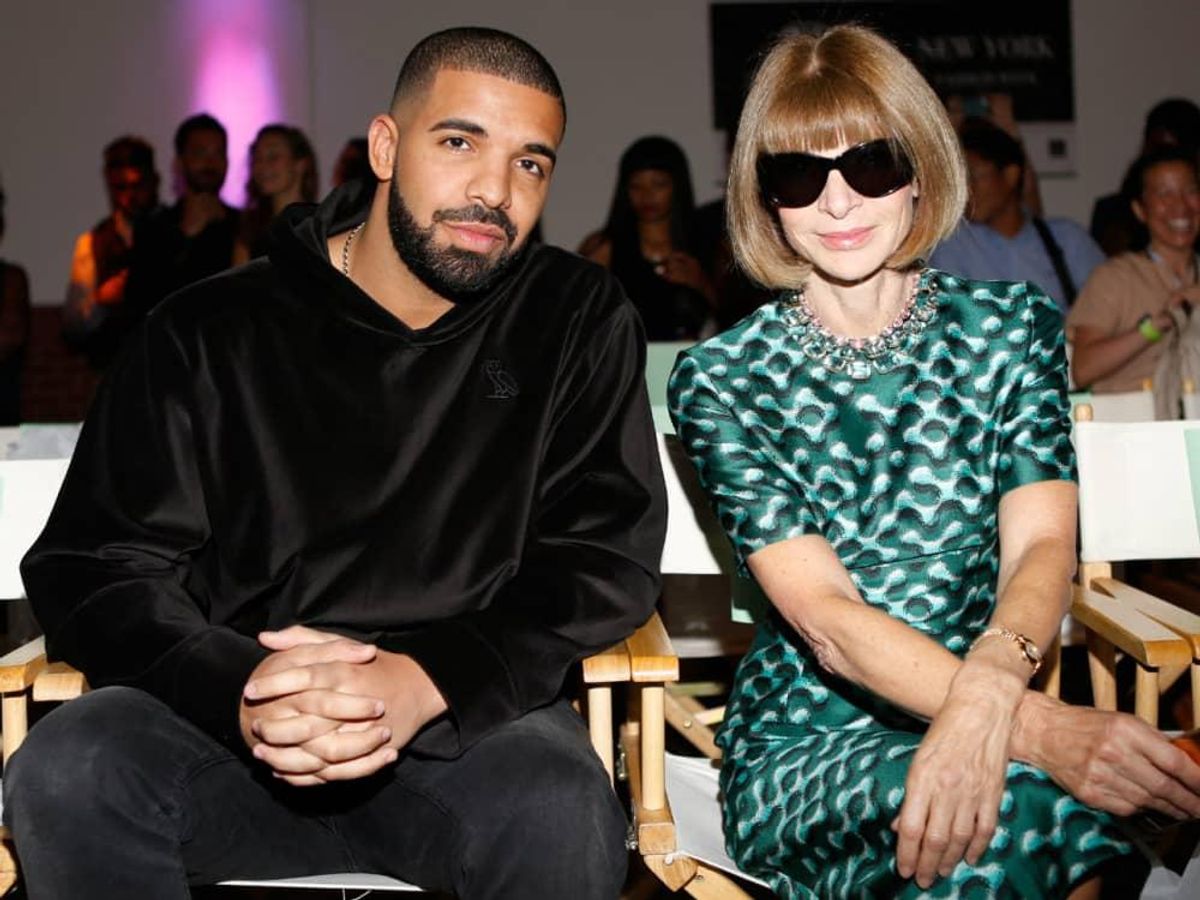 On the front row were Drake and Vogue magazine editor Anna Wintour ...
