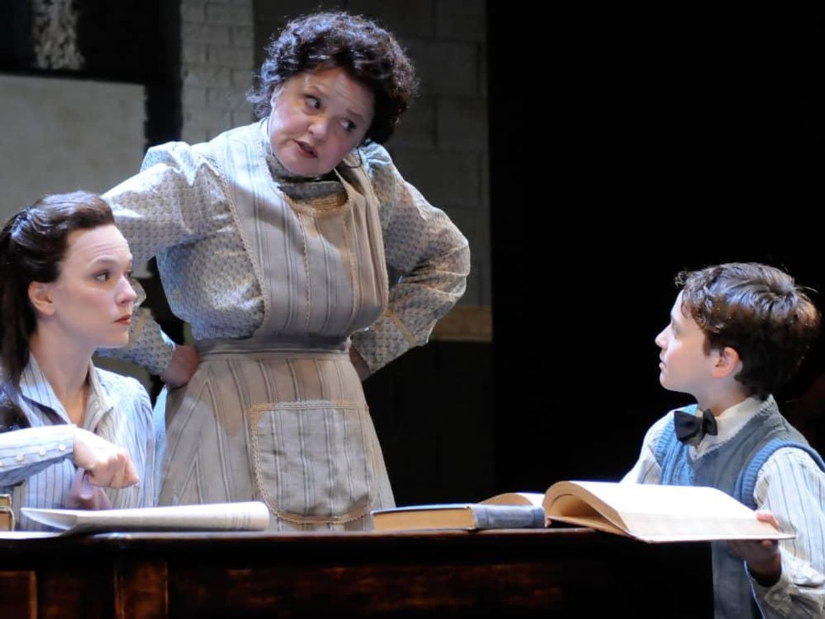 Elizabeth Bunch as Emily Webb, Charlotte Booker as Mrs. Webb and Ashton ...