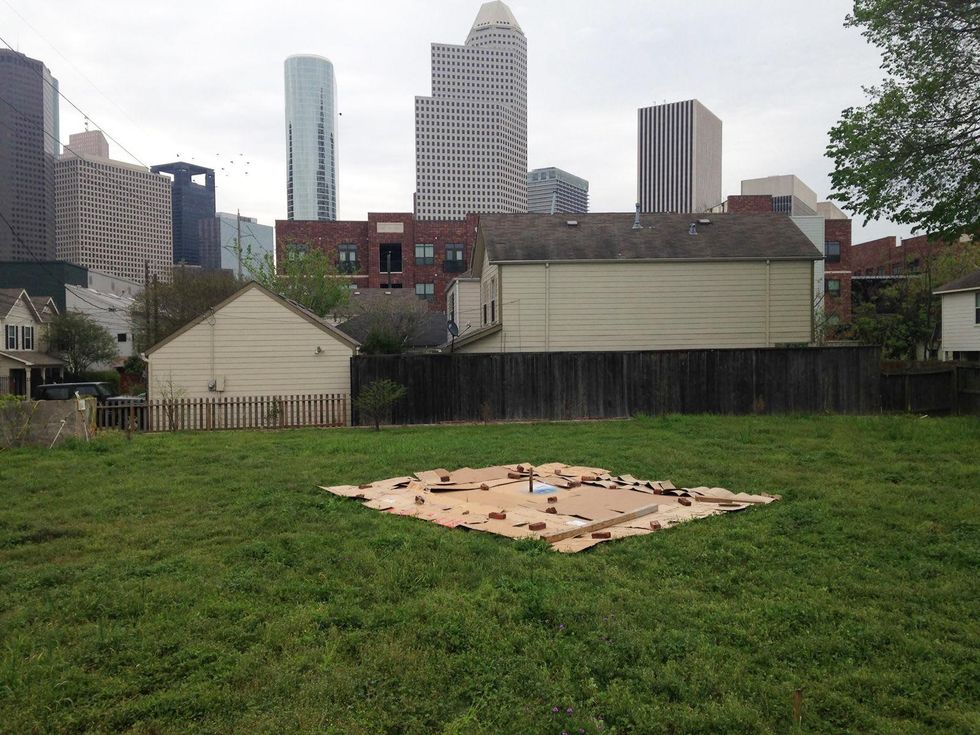 One of the many plantings at the site, with this flower bed designating ...