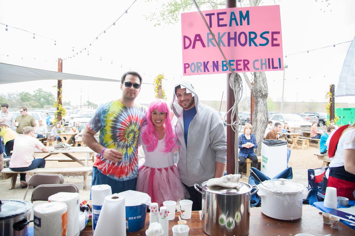 Greg Georgas, left, with Christina and Matthew Dugan. - CultureMap Houston