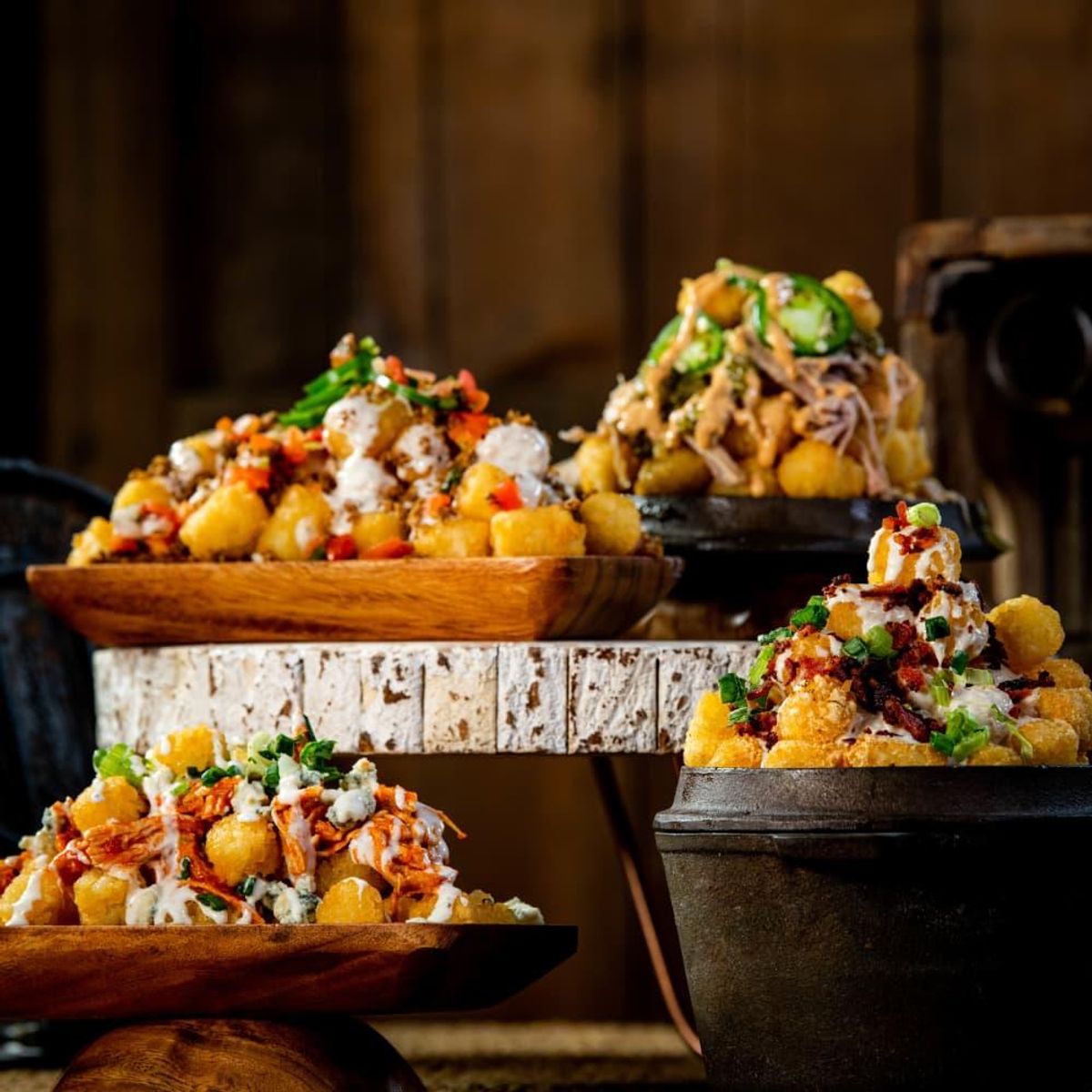 El Mariachi Tots, Jalapeño Tots, El Presidente Tots, and Buffalo ...
