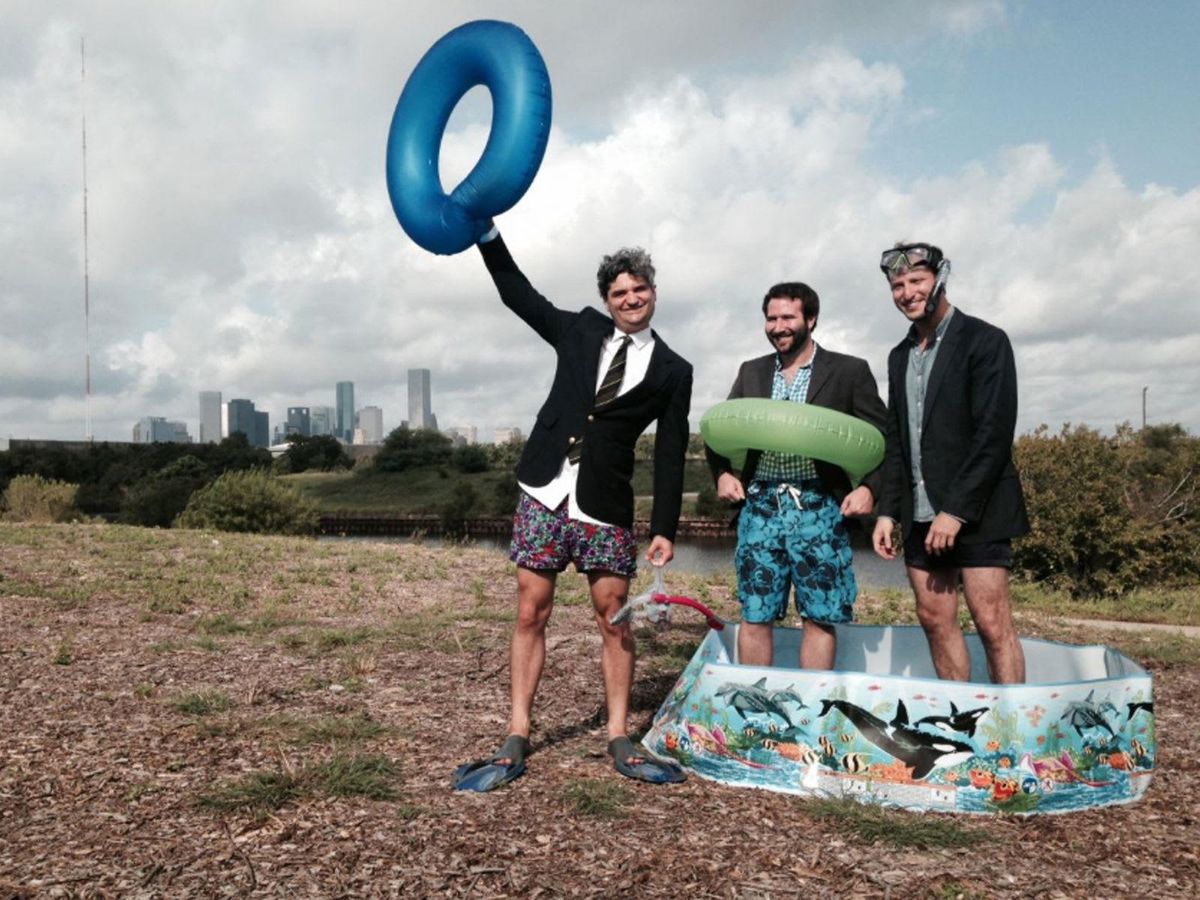 Monte Large, from left, Evan O'Neil and Jeff Kaplan are ready to dive ...