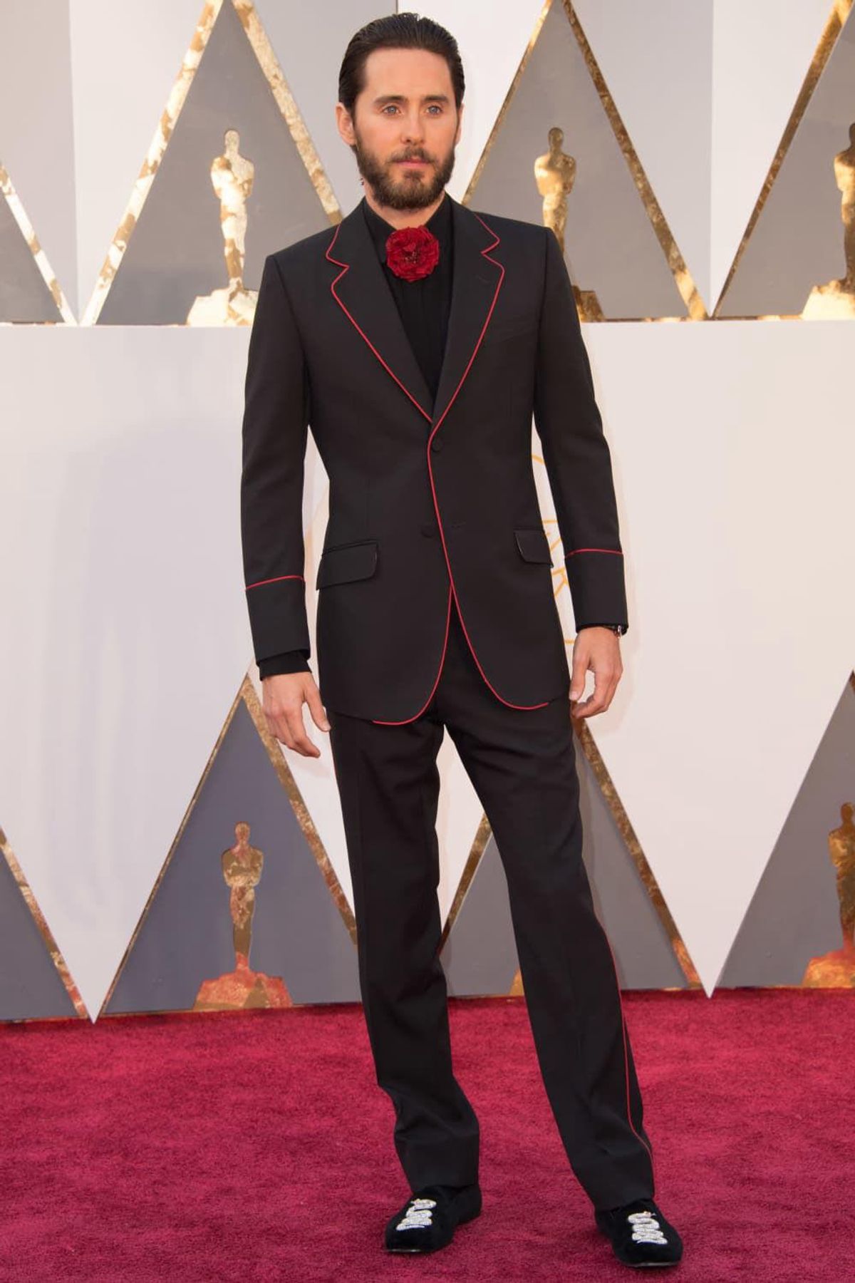 We give Jared Leto points for pushing the envelope but this black tux ...