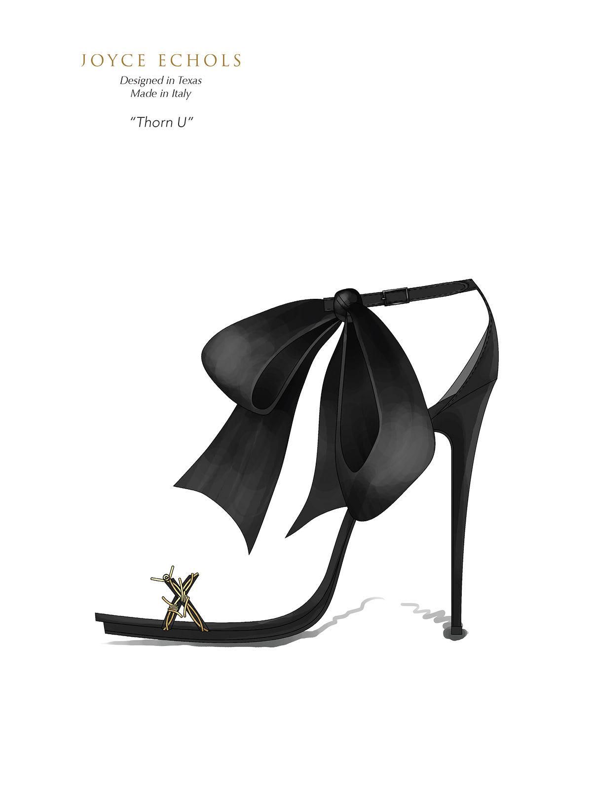 The evening sandal is accented with "barbed wire" across the toe ...