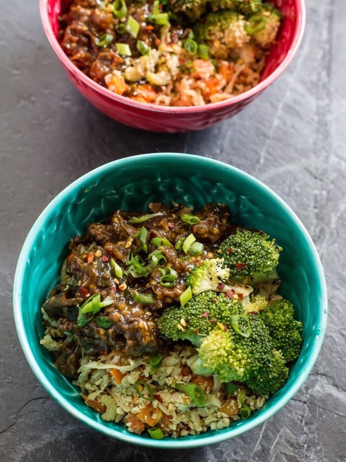 The chow fun veggie bowl includes cauliflower rice and spicy eggplant ...