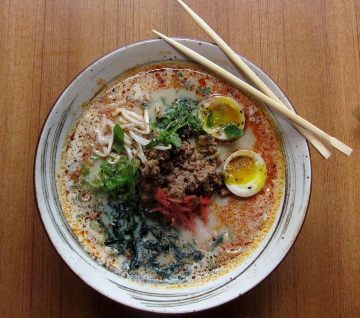 Kata Robata's spicy miso ramen. - CultureMap Houston