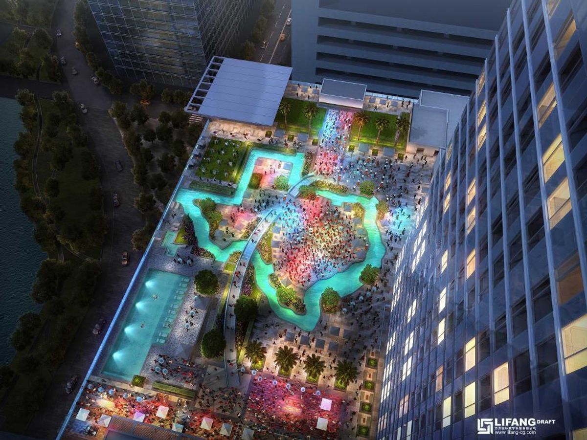 The famous Marriott Marquis lazy river pool. - CultureMap Houston