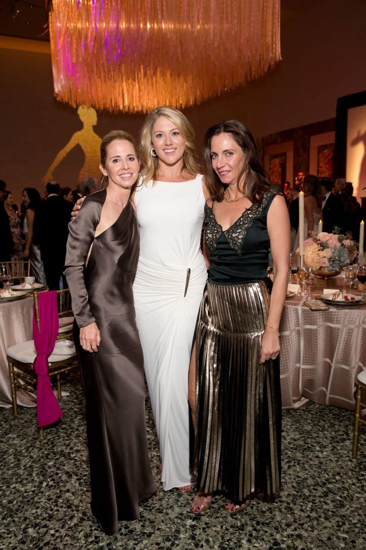 Martha Long in a brown satin Kaufman Franco gown with an interesting ...