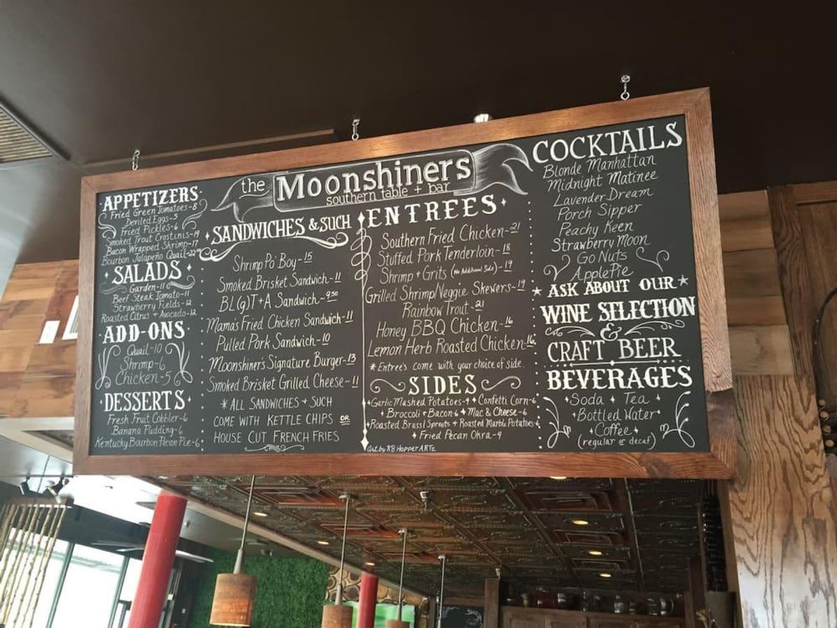 Moonshiner's chalkboard menu. - CultureMap Houston