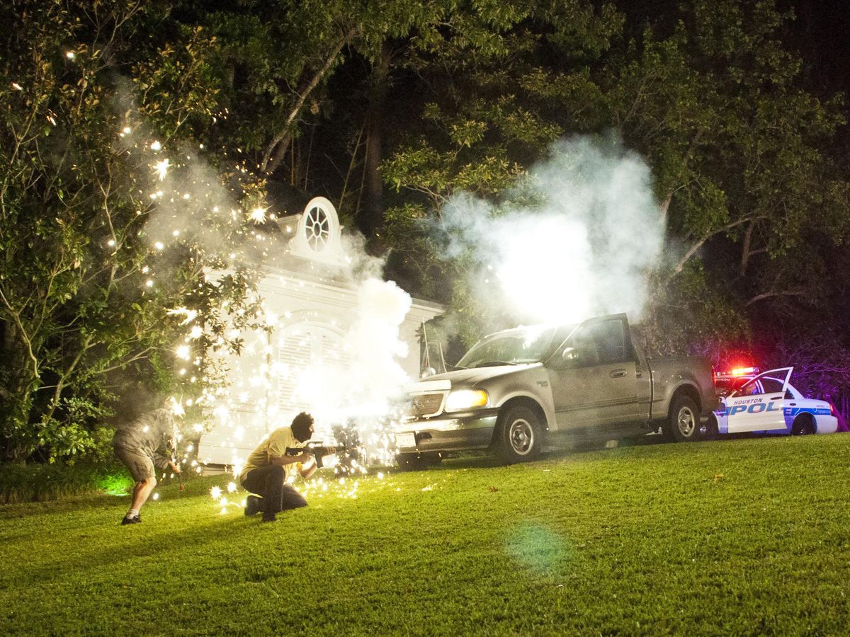 A scene from NCIS? Nope. Tilman Feritta's backyard during the Houston ...