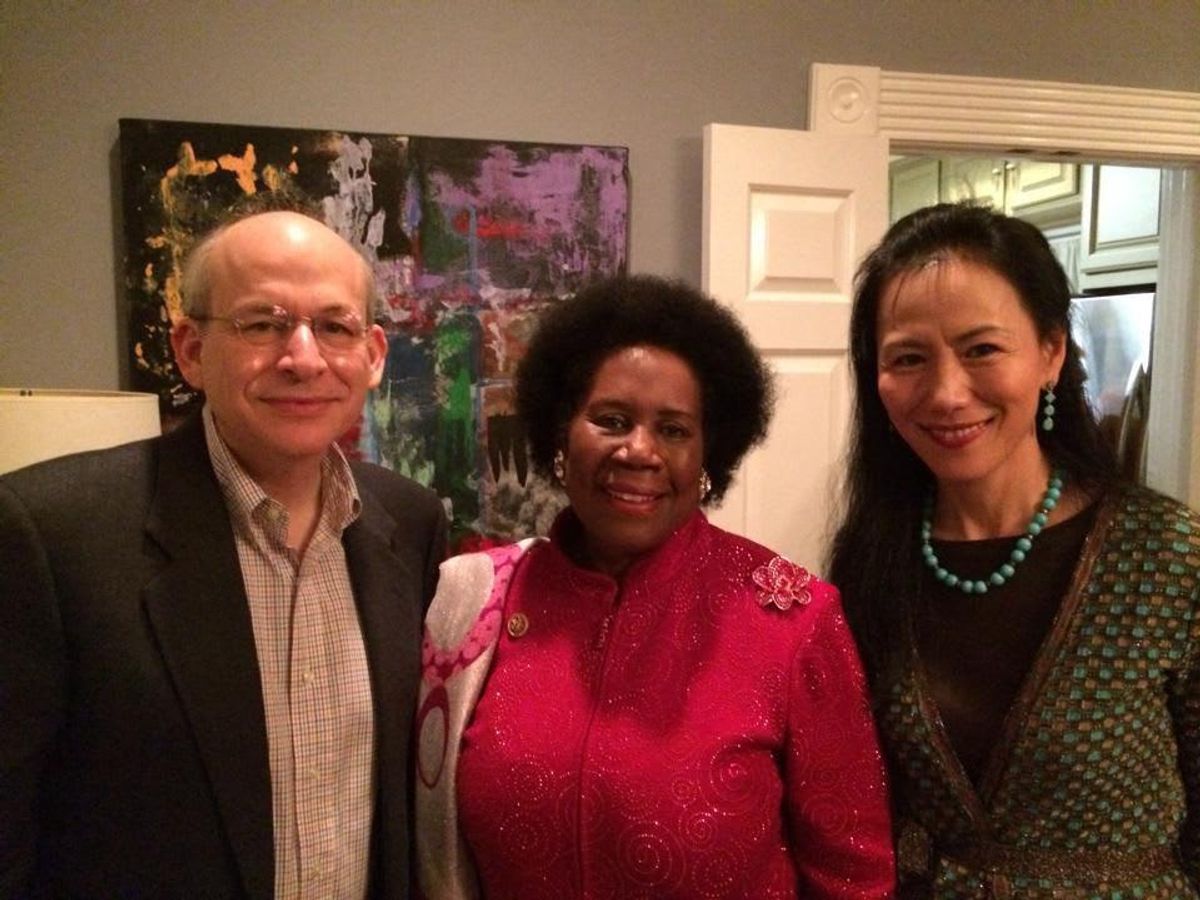 David Leebron, U.S. Rep. Sheila Jackson Lee, center, and Y. Ping Sun ...