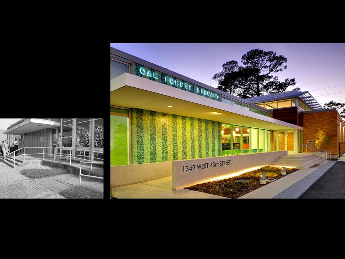 Architects saved the library's mid-century green mosaic wall ...