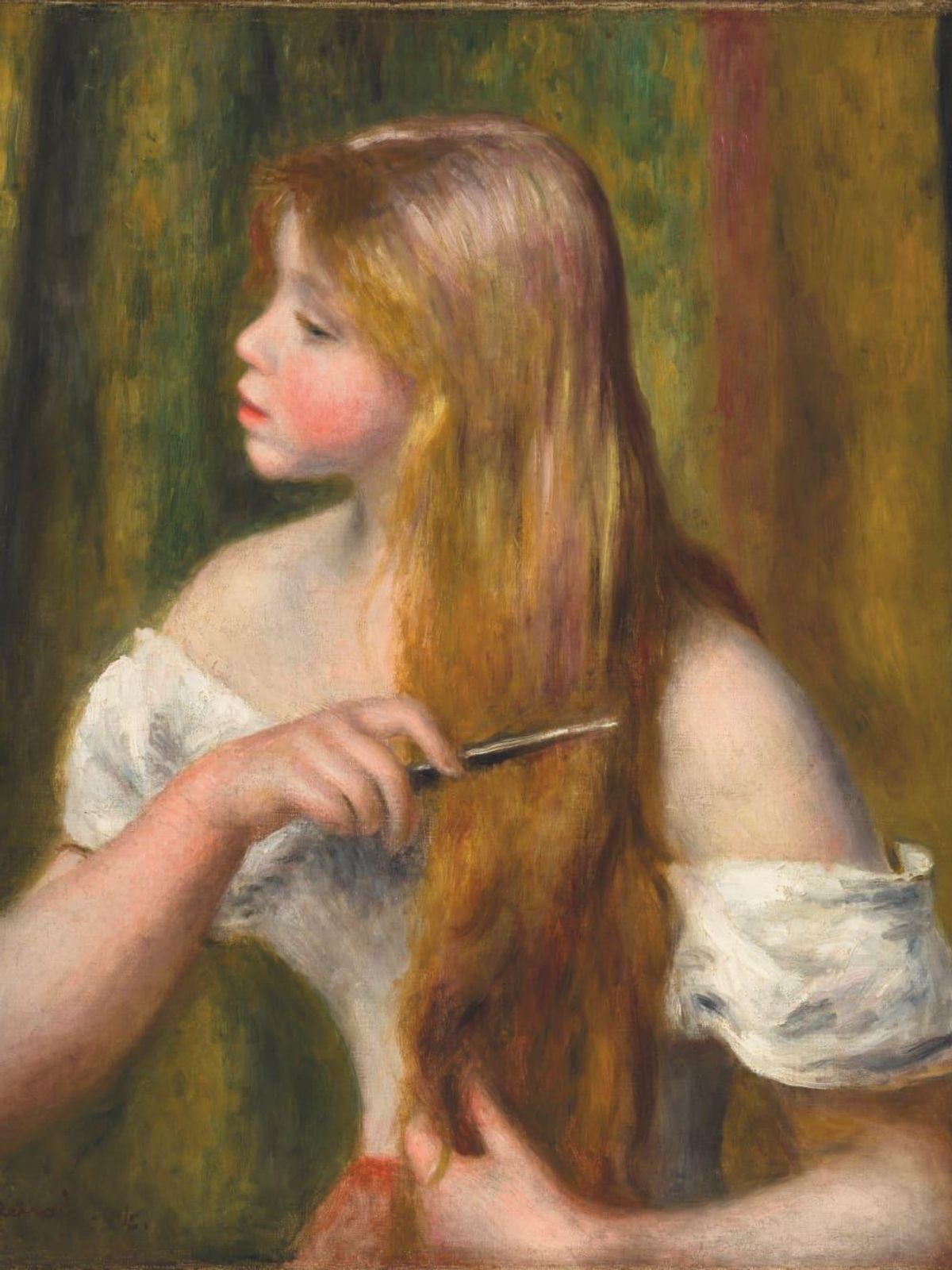 Young Girl Combing Her Hair, Pierre-Auguste Renoir. Estimated value: $2 ...