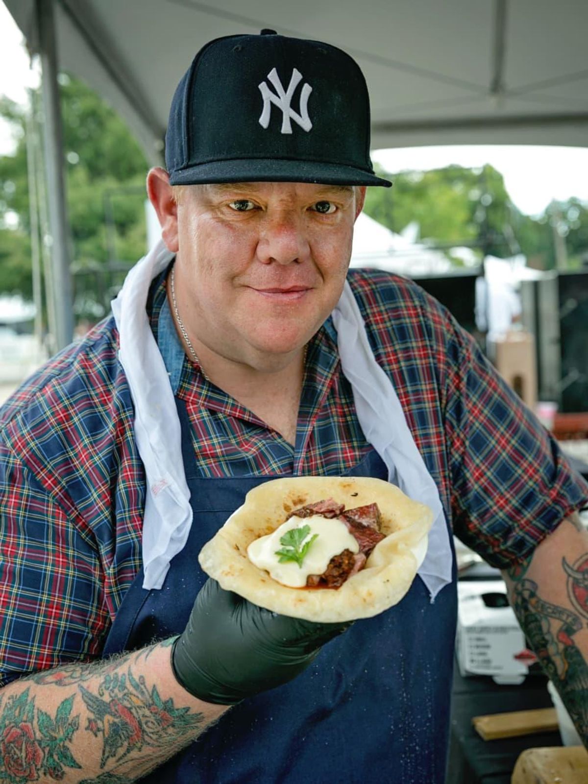 Billy Durney with his smoked ribeye taco. - CultureMap Houston