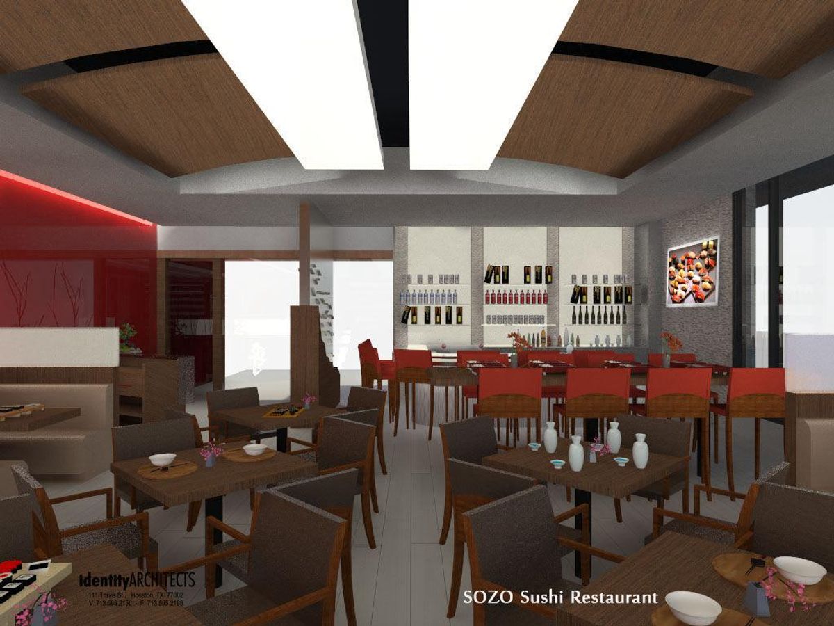 A rendering shows the contemporary look of Sozo Sushi's interior ...