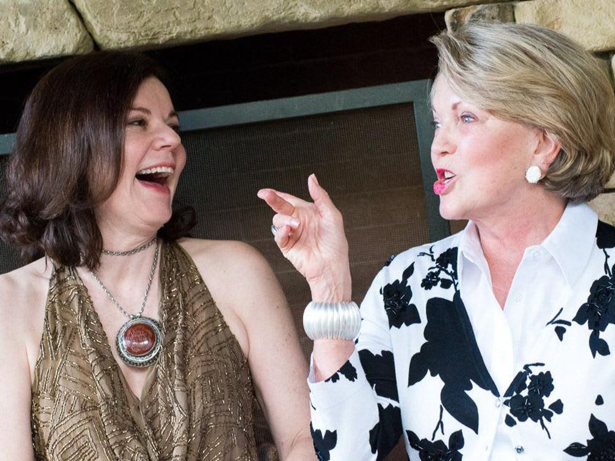 Susan Fine, left, and Pam Ott at the St. Luke's Summer Speaker Series ...