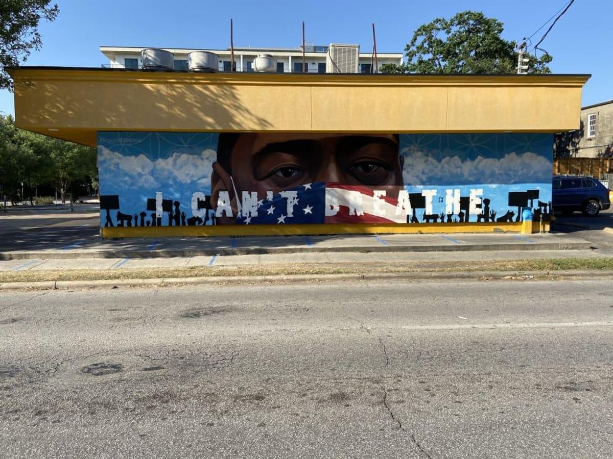 The restaurant's mural comments on current events. - CultureMap Houston