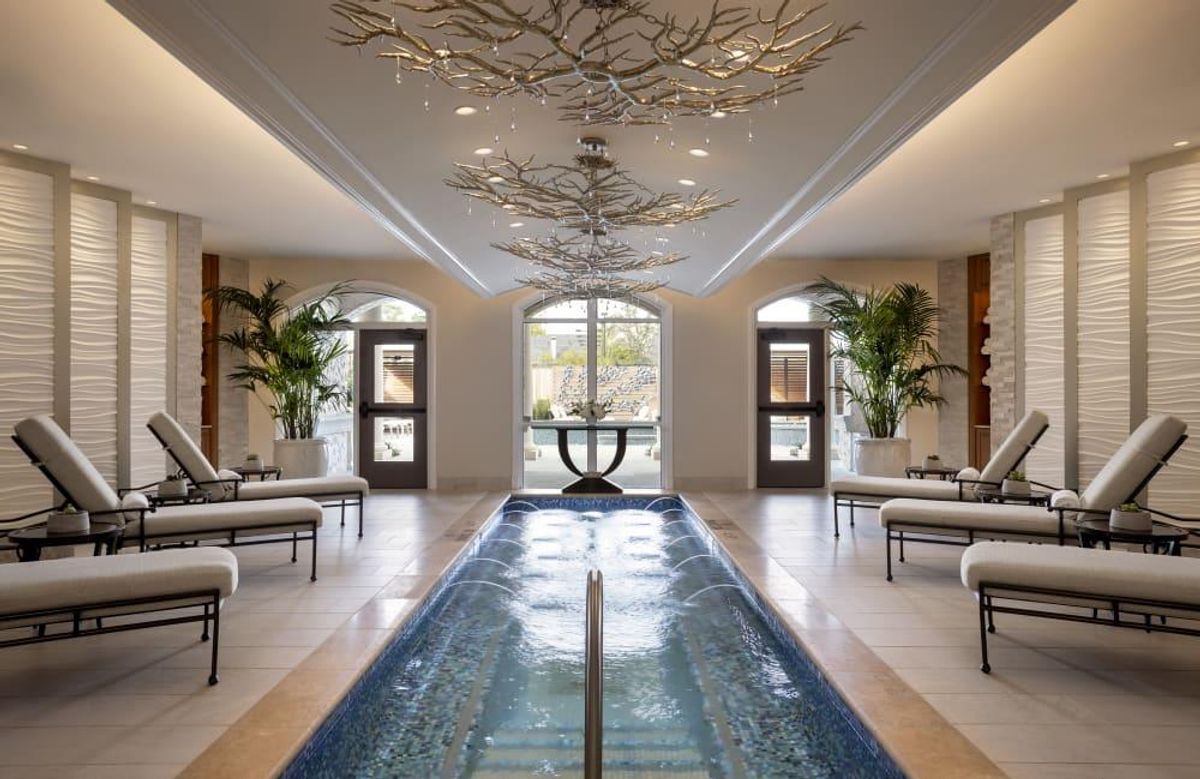 The reflection pool at the Trellis Spa. - CultureMap Houston