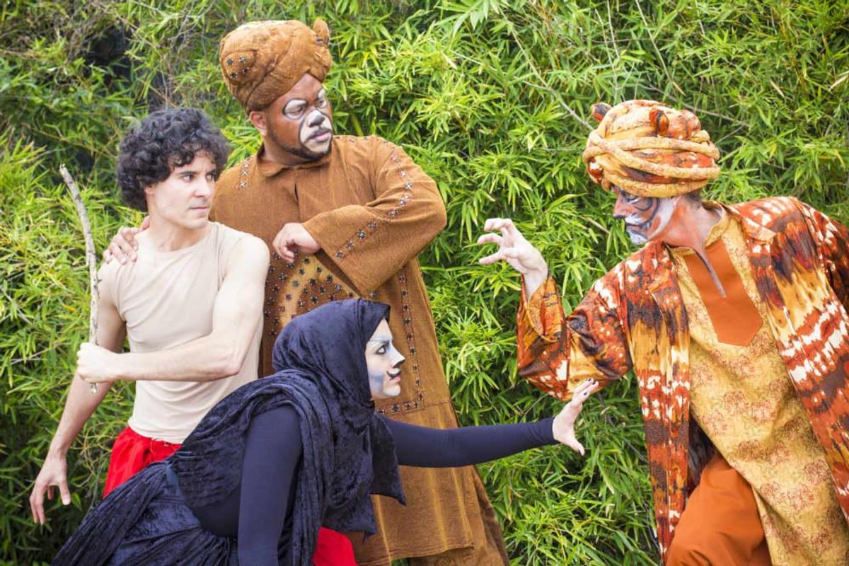 Braden Hunt as Mowgli, Katharine Hatcher as Bagheera, Justin Cook as ...