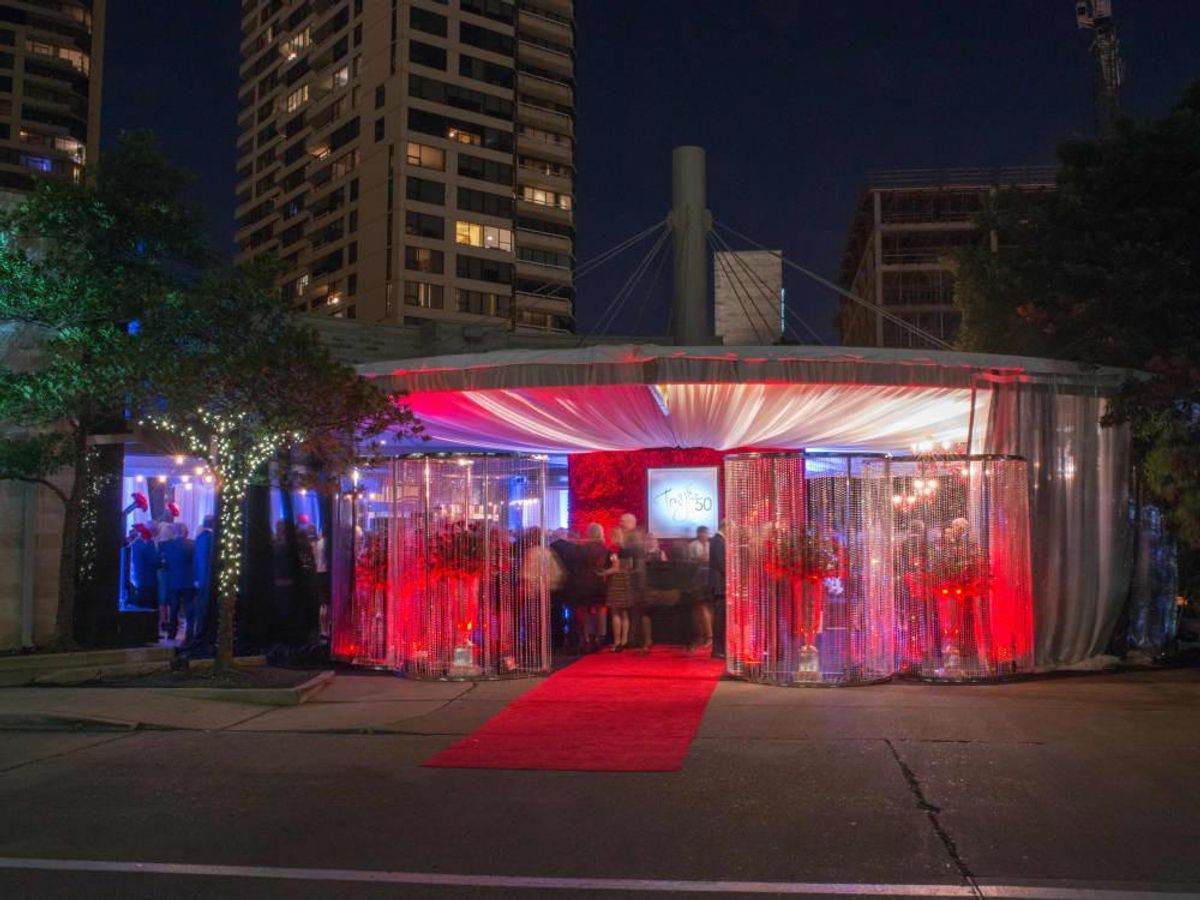 The porte cochere transformed into a swank cocktail lounge ...