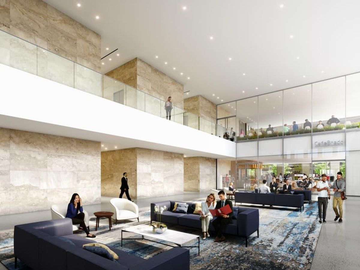 A street view of Two Allen Center's new lobbby. - CultureMap Houston