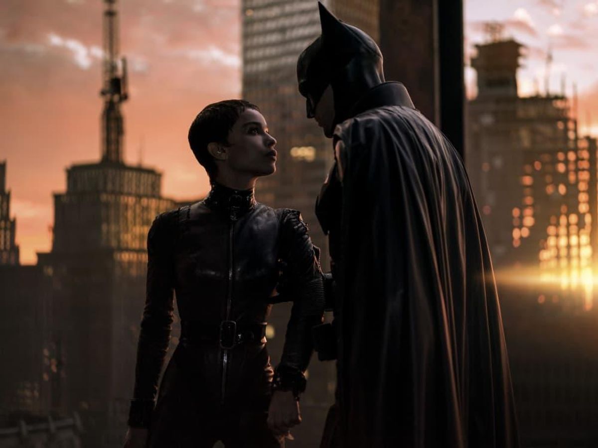 Zoë Kravitz and Robert Pattinson in The Batman. - CultureMap Houston